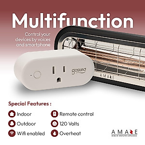 Amaze Electric Halogen Infrared Wifi Patio Heater 1500w with Smart WIFI Plug for Outdoor, Indoor, Patio, Backyard, and Garage heater