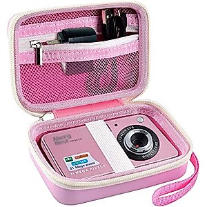 GWCASE Digital Camera Case Compatible with CAMKORY/for YISENCE/for VAHOIALD/for Kodak Pixpro/for Canon PowerShot ELPH 180 190/ for Sony DSCW800 DSCW830 Kids Camera with SD Card and Cable -Pink