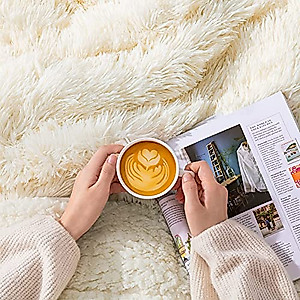 joybest Faux Fur Weighted Blanket Oeko-Tex Standard 100 Certified Sherpa Fleece 10 Pounds 50x60 Inches Throw Size Heavy Weighted Blanket with Premium Glass Beads, Light Beige