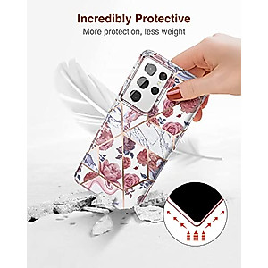 SURITCH Phone Case for Samsung Galaxy S21 Ultra 6.8 inches Slim Fit, Front Cover with Built-in Screen Protector Smooth Back Cover Full Body Protection Shockproof Bumper, Rose Marble