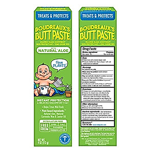 Boudreaux's Butt Paste Diaper Rash Ointment Variety Pack (1-4 oz Maximum Strength, 1-4 oz Natural Aloe)