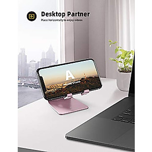 Adjustable Cell Phone Stand - Lamicall Phone Desk Holder, Cradle, Dock, Compatible with iPhone 12 Mini 11 Pro Xs Max XR X 8 7 6 Plus SE Charging, Desktop Accessories - Rose Gold