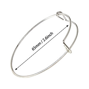 UPINS 100Pcs Expandable Blank Bangle Bracelets Adjustable Wire Bracelets for DIY Jewelry Making (Silver) (Silver)