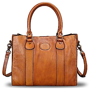 Genuine Leather Satchel Purses Handbags for Women Top Handle Shoulder Bags Lady Crossbody Tote Bags (Brown)