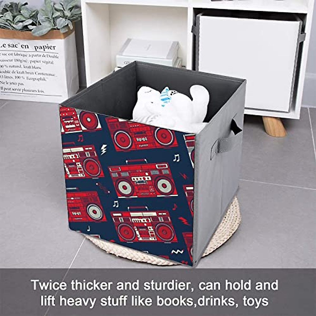 Vintage Boombox Storage Bins - Stylish & Functional