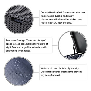 Glitzhome Patio Outdoor Deck Box, 140 Gallons Oversized All-Weather Cushion Wicker Storage Trunk Waterproof, Outside Storage Bin for Patio Furniture Covers, Cushion Pillows, Towels, Garden Tools,