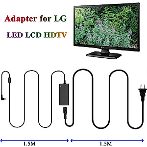 TYZEST 19V Ac Adapter for LG Electronics 19'' 20'' 22'' 23'' 24'' 27'' LED LCD Monitor LED LCD HDTV Widescreen Flatron IPS236V IPS236-PN E2750VR-SN Replacement Power Supply Charger Cord 9.84 FT