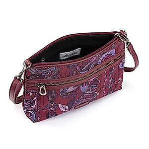 Sakroots Womens Sakroots Campus Mini Crossbody in Canvas, Burgundy Spirit Desert, One Size US