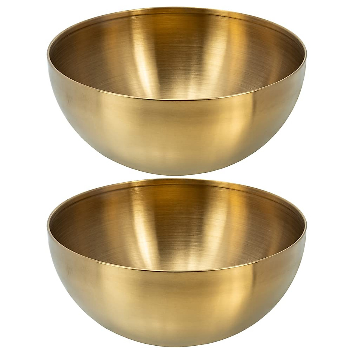 Cabilock 2pcs Korean Stainless Steel Bowls Metal Serving Bowl Small Mixing Bowl Kitchen Prep Bowl for Salad Cereal Noodle Ramen Pasta Snacks 12cm Golden
