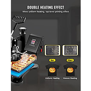 VEVOR 12x10 Inch Heat Press Dual Digital Heat Press Machine 650W Swing Away Heat Press T-Shirt Sublimation Printer Transfer 360 Degree Rotation for DIY T-Shirts