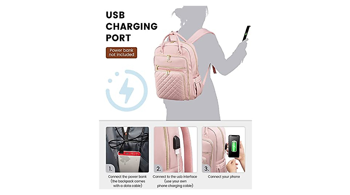 LOVEVOOK Laptop Backpack for Women - Stylish, Water-Resistant & USB ...