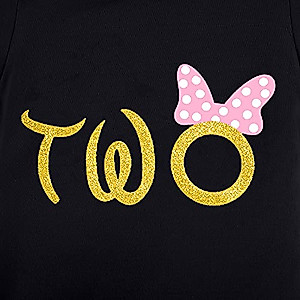 Cake Smash Wild Two Birthday Clothes for Baby Girls Polka Dots Romper Tulle Dress Ear Princess Pageant Outfits Sundress Playwea Pink+Black 2T