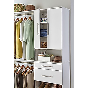 ClosetMaid SuiteSymphony Wood Closet Set, Add On Accessory, Modern Style For Storage, Clothes, Units, Pure White/Satin Nickel, 25-Inch Door Pair