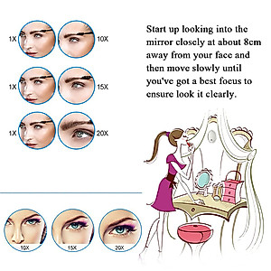 SANTOO 20X Magnifying Mirror with 3 Mounting Suction Cups Used for - Pluck Eyebrows - Tweezing - Blackhead Removal - See Details Clearly – Easy Mounting Makeup Mirror - 6 Inch Round