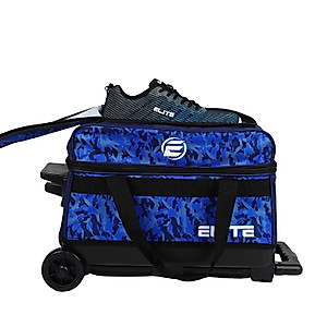 ELITE Basic Bowling Bag Double (2) Ball Roller with Rolling Wheels (Navy Camo)