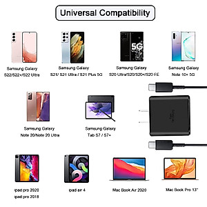 45W Super Fast Charger Type C 45W for Samsung Galaxy S24 Ultra / S24/ S23 Ultra/ S23/ S22 Ultra/ S22+ / S22 / S21 / Note 10 + / Note 20 / S20 /Tab S7 / S7+ / Z Fold 3 / Z Flip 4 with 5FT Cable 2-Pack