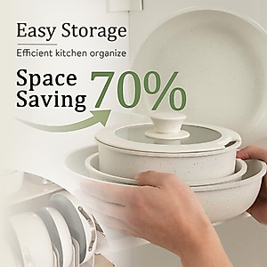 CAROTE 12pcs Pots and Pans Set, Non Stick Cookware Set Detachable Handle, Induction Kitchen Cookware Sets Nonstick with Removable Handle, RV Cookware Set, Oven Safe