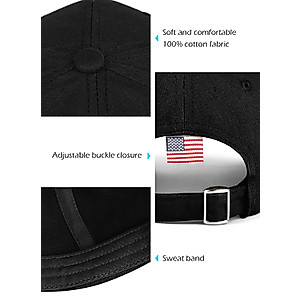 LCZTN 2 Pack American Flag Baseball Cap for Men Women,Low Profile USA Plain Dad Hat (Black＆Grey)
