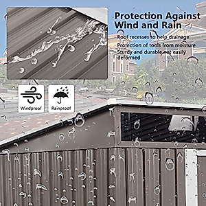 6.4 x 5ft Outdoor Metal Storage Shed，with Lockable Doors, Floor Frame, Side Window,Sun Protection, Waterproof Tool Storage Shed for Patio, Lawn,Backyard (Gray-6.4 x 5ft+Side Window)