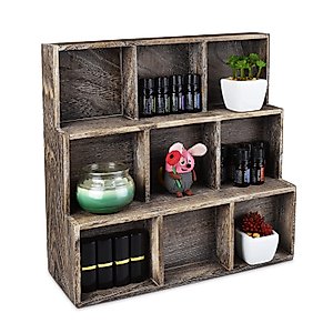 Ikee Design Wooden Multi-Slot Shelf Display,Stylish Wood Organizer Stand for Bangle Bracelets, Watches,Ties, Belt and More,Perfect for Home Decor and Store Display, Coffee Color