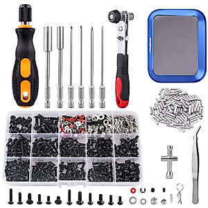 HobbyPark 620pcs RC Screw Kit Screws Assortment Set Hardware RC Repair Tool Kit RC Screwdrivers Hex Drivers w/Tray for Traxxas Arrma Axial Redcat Losi 1/8 1/10 1/12 1/16 Scale RC Car Truck Crawler