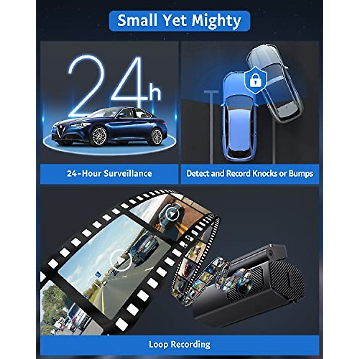 Dash Cam 1080P Car Camera, EUKI WiFi Dash Camera for Cars, Dash Cam Front with Night Vision, 170°Wide Angle, 24 Hours Parking Monitor, Loop Recording, G-Sensor, APP Control, Support 128GB Max