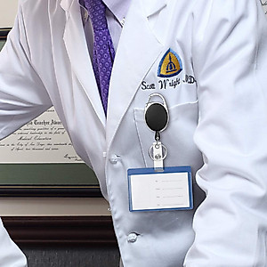 Retractable Badge Holder with Carabiner Reel Clip and Key Ring for ID Card Key Keychain Holders Black 10 Pieces by Moever