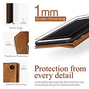 Antbox Case for iPad 9th Generation (2021) iPad 8th/7th Generation with Pencil Holder Auto Sleep/Wake Function PU Leather Smart Cover for iPad 10.2'' (Brown)