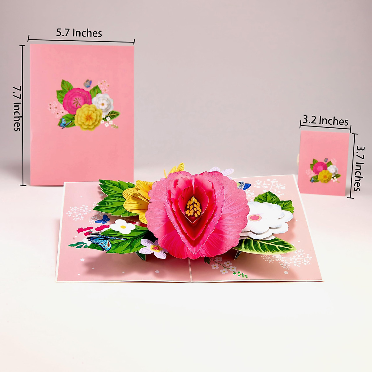 LoveEcho Birthday Card, Elegant Peony& Camellia Pop Up Card, 5x7-3D Greeting Care with Note Card & Envelope for Birthday, Anniversary, Thank You, Thanksgiving, Christmas, Get Well, Thinking of You, Congrats, or Any Occasionfor Her, Women, Wife, Mom, Grand