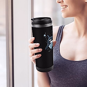 Orca Killer Whales Travel Coffee Mug Reusable Insulated Drinking Cup with Lid for Home Outdoor Works 13 Oz