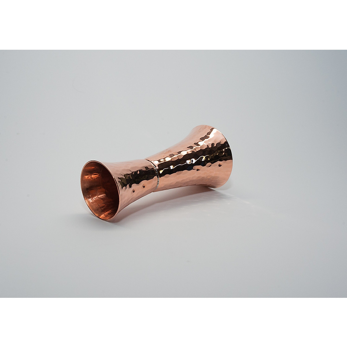 Sertodo Copper Double Sided Jigger, 1 oz and 2 oz Measured Shots, Hand Hammered 100% Pure Copper, Single