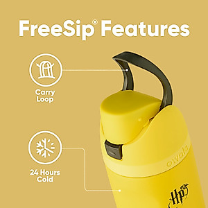 Owala Harry Potter FreeSip Insulated Stainless Steel Water Bottle with Straw, BPA-Free Sports Water Bottle, Great for Travel, 24 Oz, Hufflepuff