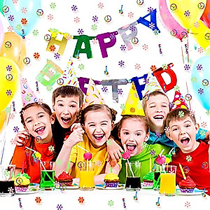 350 Pieces Tie Dye 60's Hippie Groovy Birthday Party Decoration Retro Flower Peace Sign Hippie Confetti Table Decoration for Peace and Love Party 60's 70's Tie Dye Hippie Theme Groovy Party Supplies