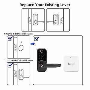 Smart Lock,SMONET Fingerprint Door Lock with Keypad,Keyless Entry Door Lock with Handle,Wireless Electronic Bluetooth Digital Auto Door Lock with Free APP Key Fob Passcode,Smart Locks for Front Door