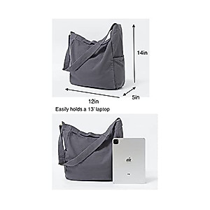 Jeelow 20oz Washed Canvas Tote Shoulder Crossbody Bags Purse Handbag For Men & Women Adjustable Strap