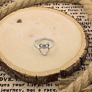 Sterling Silver 925 Owl Ring Night Bird Ring Animal Band Ring (9)