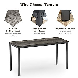 Teraves Computer Desk/Dining Table Office Desk Sturdy Writing Workstation for Home Office (47.24”, Black Oak)