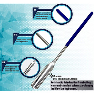 A2Z-VL004 Stainless Steel Micro Lab Scoop Half Rounded Spoon Spatula Sampler, with Vinyl Handle 6" (15.24 cm)