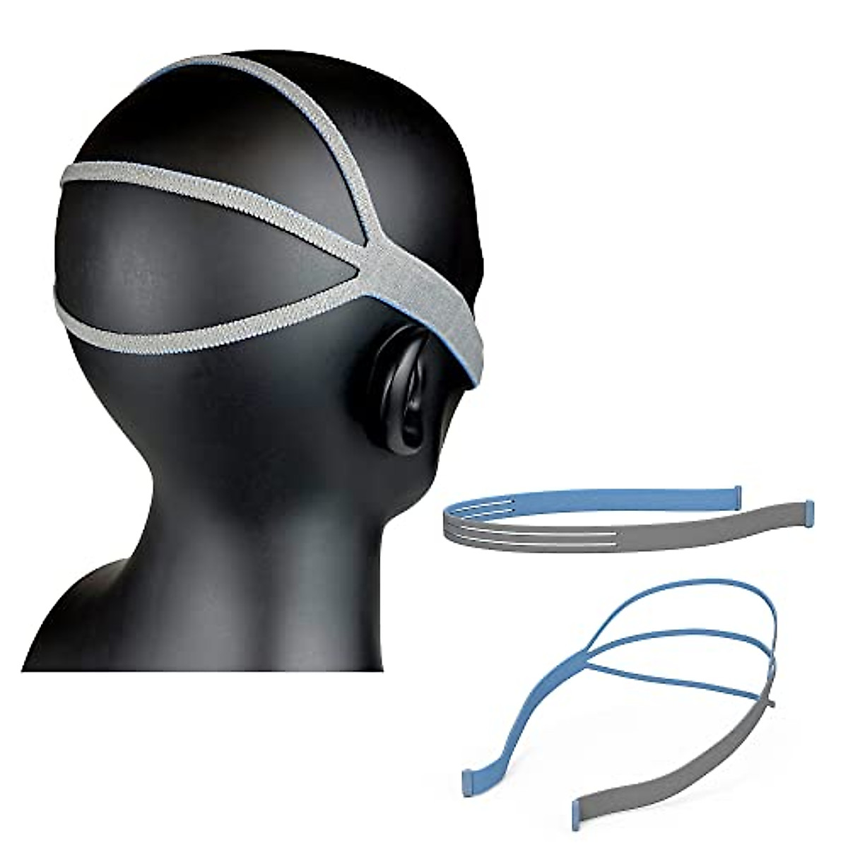 Airfit P10 Strap Large Size CPAP Nasal Pillows Headgear Replacement - Improve Stability & Comfort for Resmed P10 System (2-Pack/Blue)