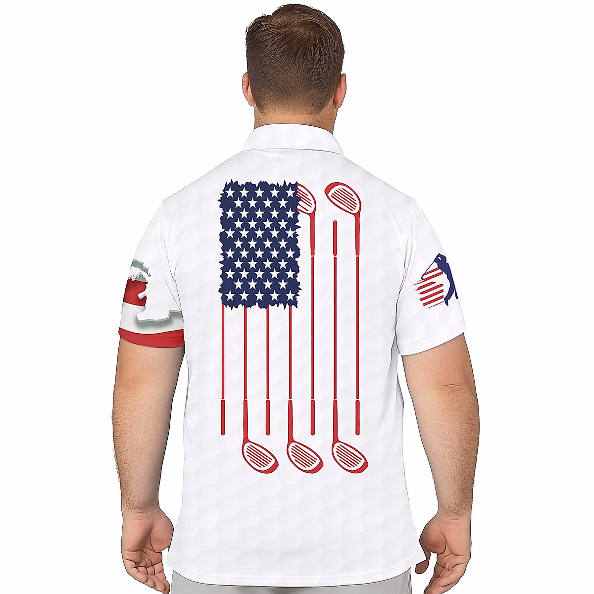 PAGYMO Golf Shirts for Men Crazy Funny Print Hawaiian Mens Polo Shirt Patriotic Flag Shirt, X-Large, Aop-polo-06368