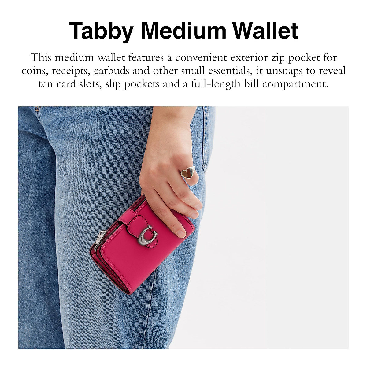 Coach Women's Tabby Medium Wallet, Dragonfruit, One Size