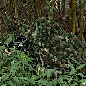 LOOGU Custom Woodland Camo Netting Camping Military Hunting Camouflage Net (150D Polyester, 7x26ft)