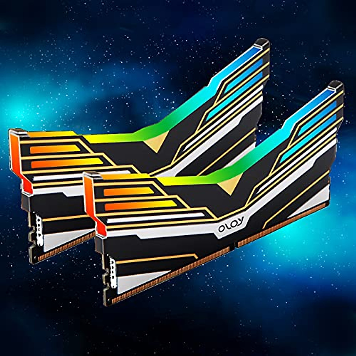 OLOy Memory DDR4 RAM 64GB (2x32GB) Warhawk Aura Sync RGB 3200 MHz CL16 1.35V 288-Pin Desktop Gaming UDIMM (MD4U323216DEDA)