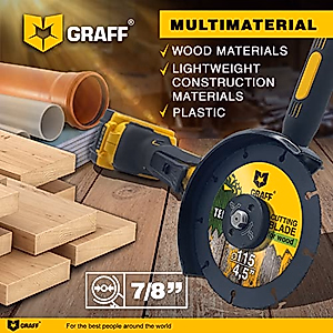 GRAFF Termit 4 1/2 Inch Cut Off Wheel for Wood, Laminate, Plastic - Angle Grinder Wood Cutting Disc 4.5 Inch - Tungsten Carbide - 115 mm