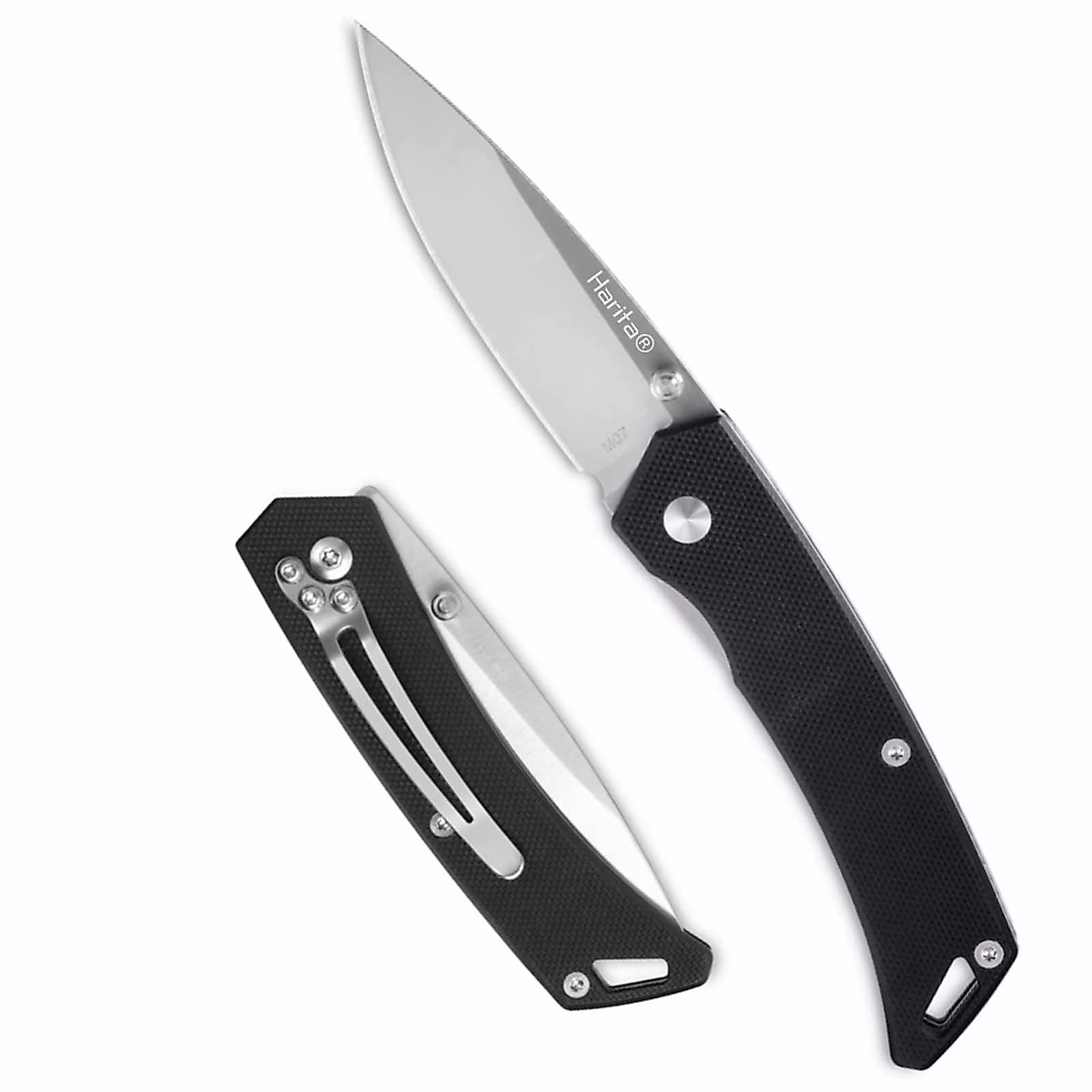 Pocket Knife with G10 Handle, 2.6" 8Cr13MoV Stainless Steel Blade, Safety Liner Lock, Belt Clip - Perfect for Camping, Hiking, Fishing, and Every Day Carry, Black