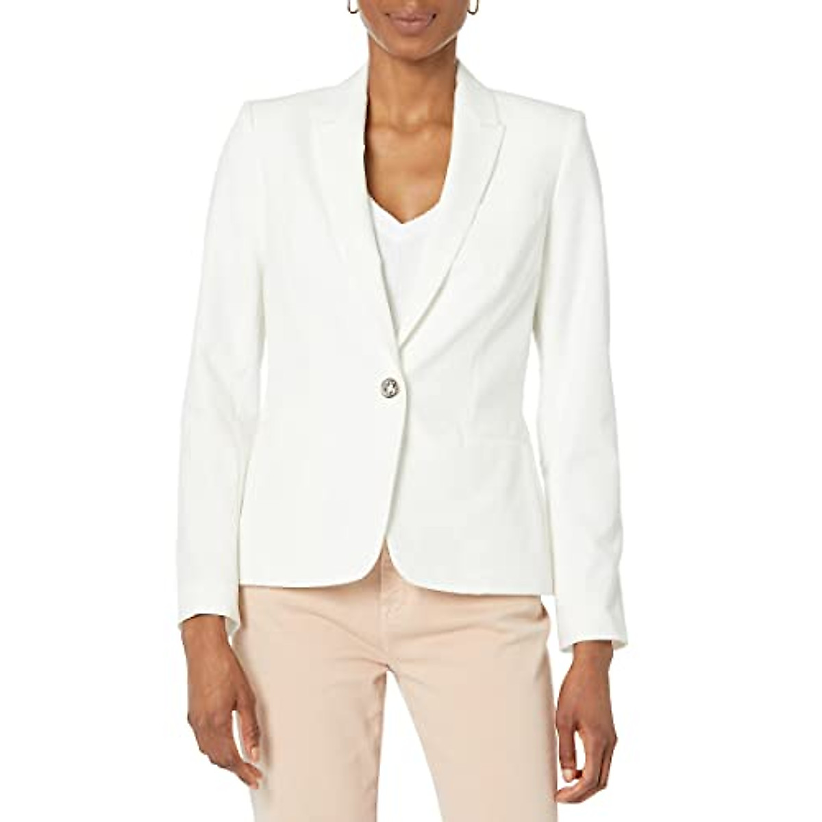 Tommy Hilfiger Women's Blazer – Business Jacket with Flattering Fit and Single-Button Closure, Ivory, 12