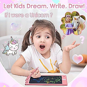 FLUESTON Drawing Tablet Board Kids Toys LCD Doodle Writing Pads for 3 4 5 6 7 7+ Year Old Girls Boys, Toddler Educational Learning Erasable Pad for Birthday 8.8 Inch Green Cute Dinosaur
