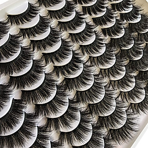 Gmagictobo False Eyelashes Fluffy 30 Pairs Pack Faux Mink Lashes 20MM Long Dramatic 6 Styles Mixed 5D Medium Volume Thick Fake Eyelashes Soft Crossed Makeup Eye Lashes