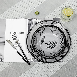 12pcs Melamine Dinnerware Set, Camping Dishes, Dinner Plates and Bowls Set for Picnic RV Use, Unbreakable, Dishwasher Safe