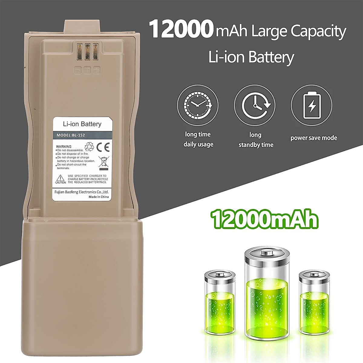 Baofeng AR-152 10W Ham Radio Powerful Handheld Tactical Two Way Radio with 12000mAh Battery and baofeng accessories Full Kit